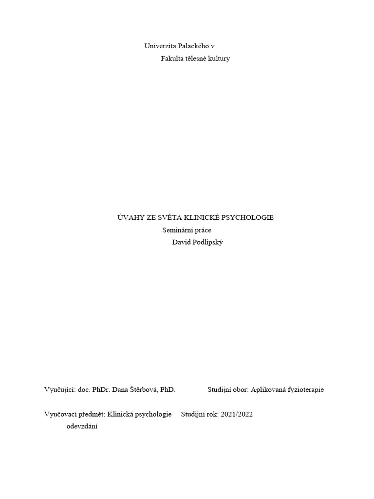 Klinická Psychologie | PDF