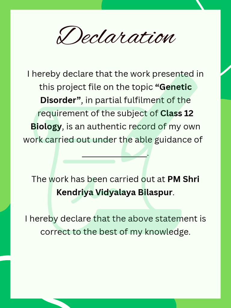 Class 12 Project on Genetic Disorders | PDF | Genetic Disorder | Genetics
