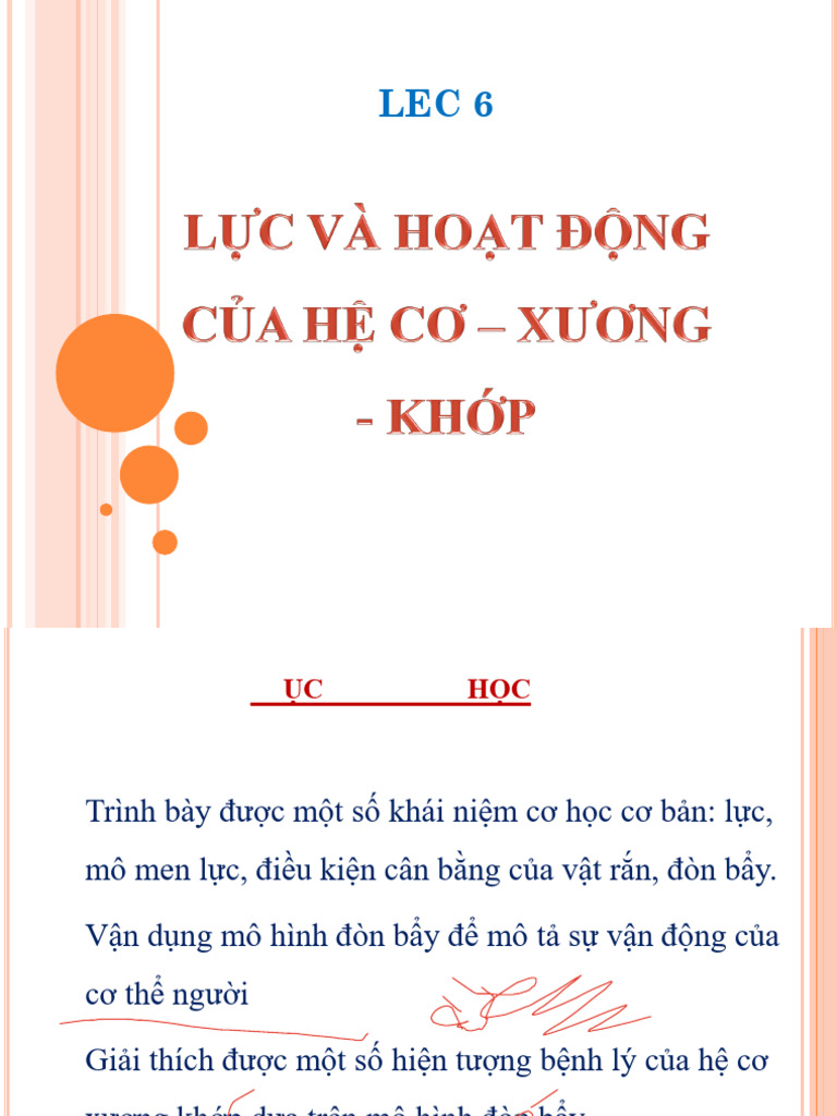 S1.4 - LEC6 - Lực Và Hoạt Động Của Hệ Cơ - Xương - Khớp | PDF