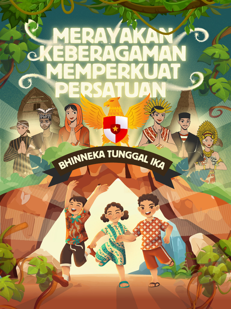 Poster Bhinneka Tunggal Ika Ilustratif Hijau Dan Kuning | PDF