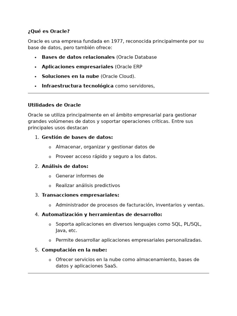 Qué Es Oracle | PDF | SQL | Android (sistema operativo)