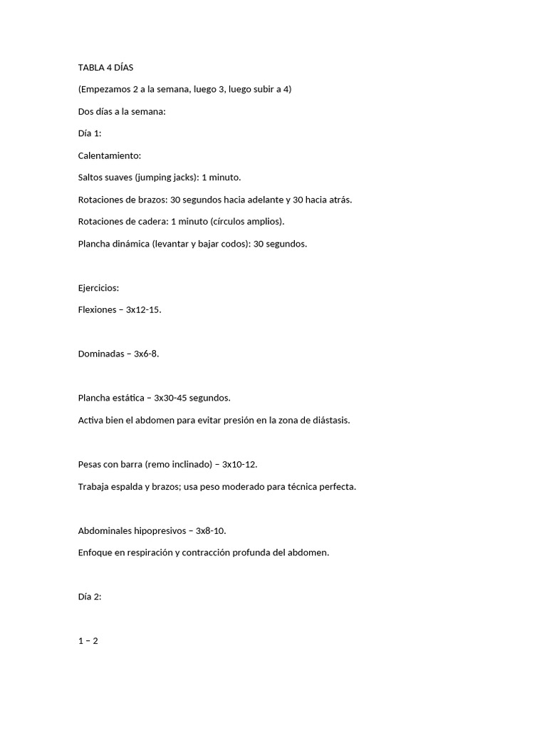 Tabla Ejercicios 2025 | PDF