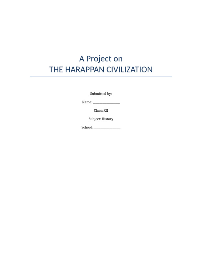 Harappan Civilization Project Class12 | PDF