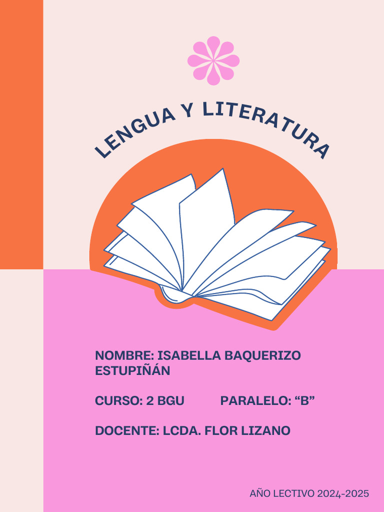 Documento Naranja y Rosa de Estilo Sencillo Sobre Portada para Lengua y Literatura PDF | PDF