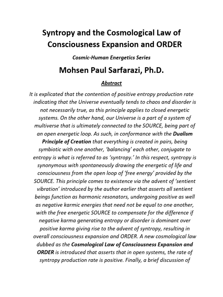 Syntropy and The Cosmological Law of Con | PDF | Entropy | Oscillation