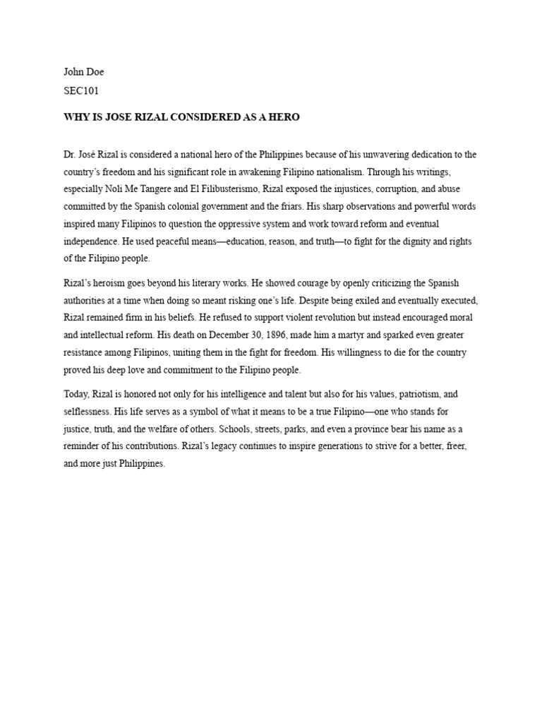 Jose Rizal Essay | PDF