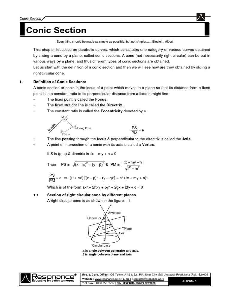 Conic Section | PDF | Perpendicular | Ellipse