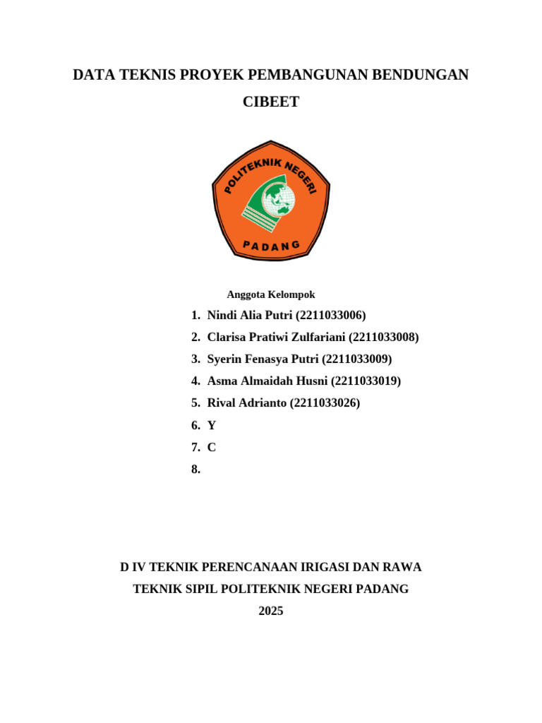 Data Teknis Proyek Pembangunan Bendungan Cibeet | PDF