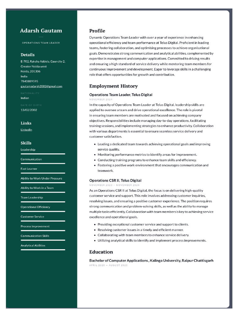 Adarsh Gautam Resume | PDF