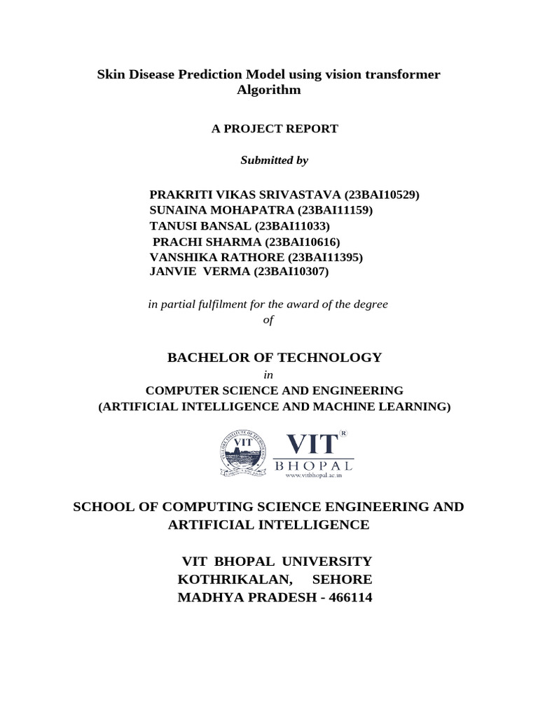 Skin Disease Prediction Report | PDF | Machine Learning | Artificial ...