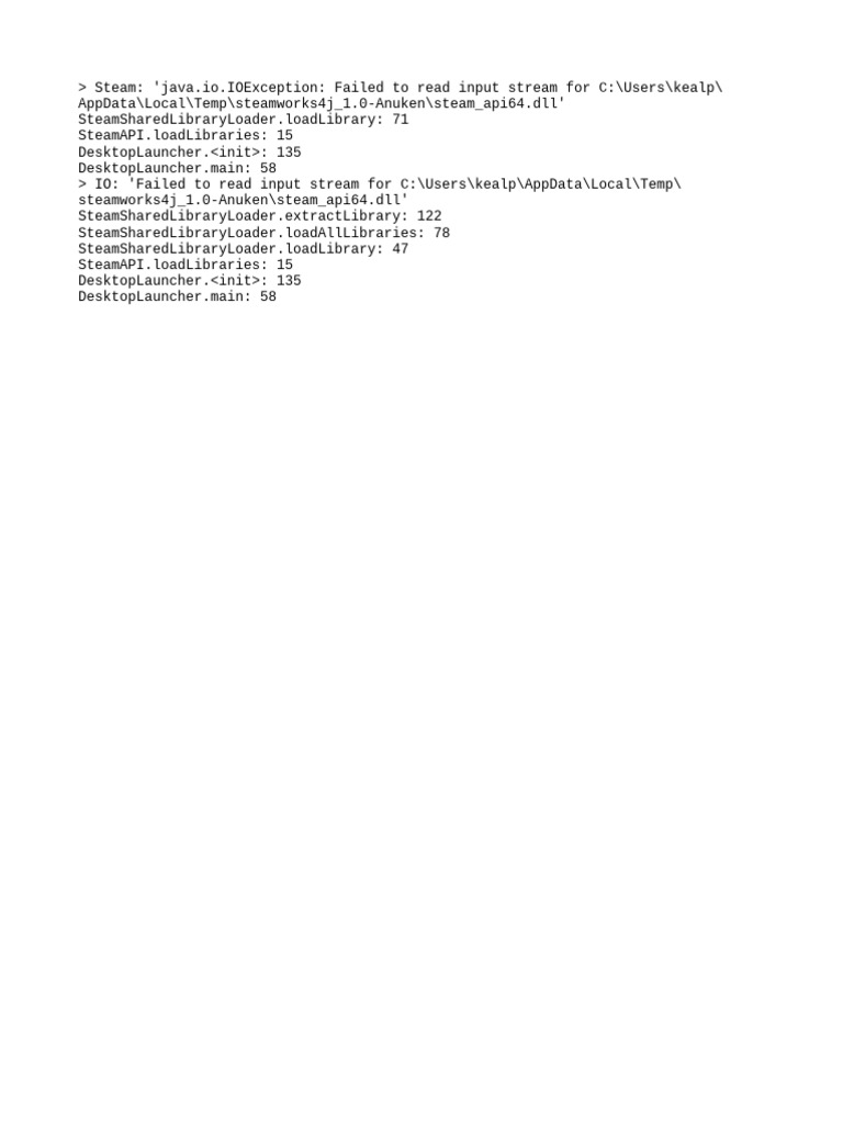 Steam Error Log 185410901387600 | PDF