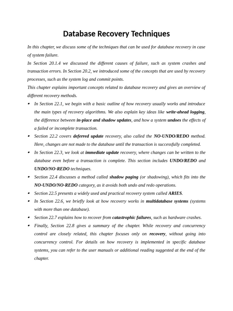 Database Recovery Techniques | PDF | Database Transaction | Databases