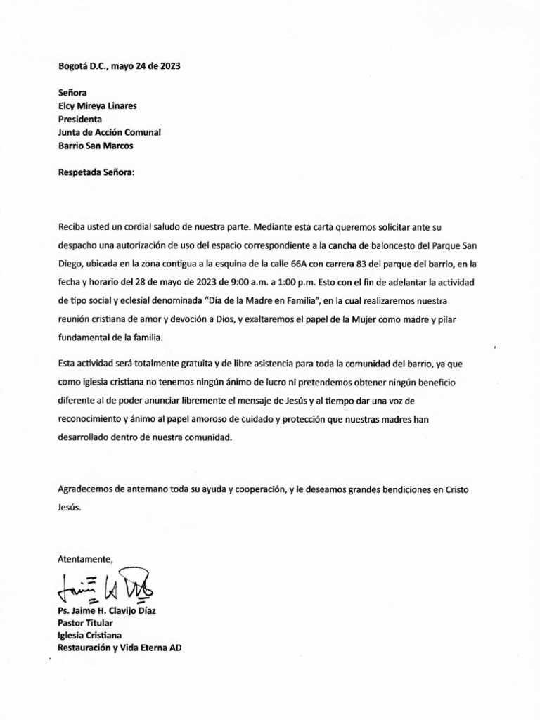 Carta Solicitud Ante JAC San Marcos | PDF