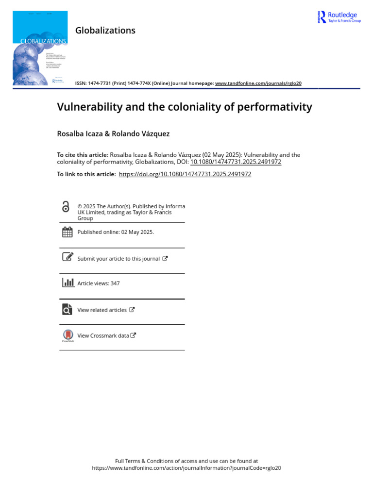 Vulnerability and The Coloniality of Performativity | PDF | Gender | Gender Studies