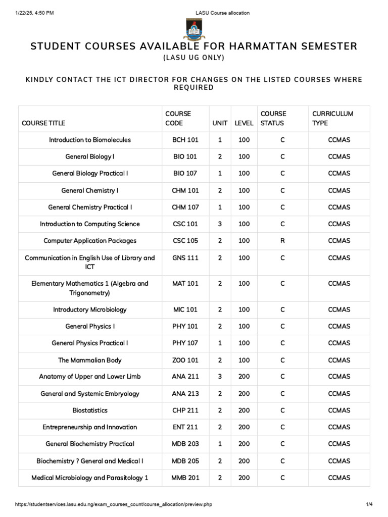 LASU Course Allocation Nursing | PDF | Medical Specialties | Health ...