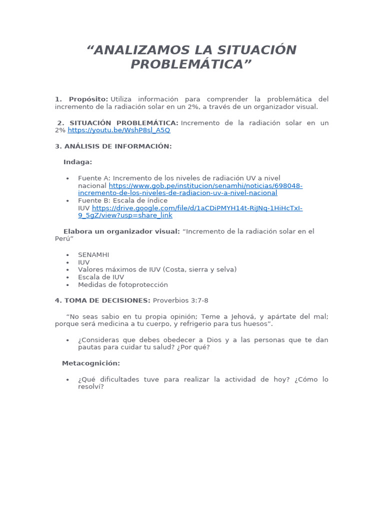 "Analizamos La Situación Problemática" 1 | PDF