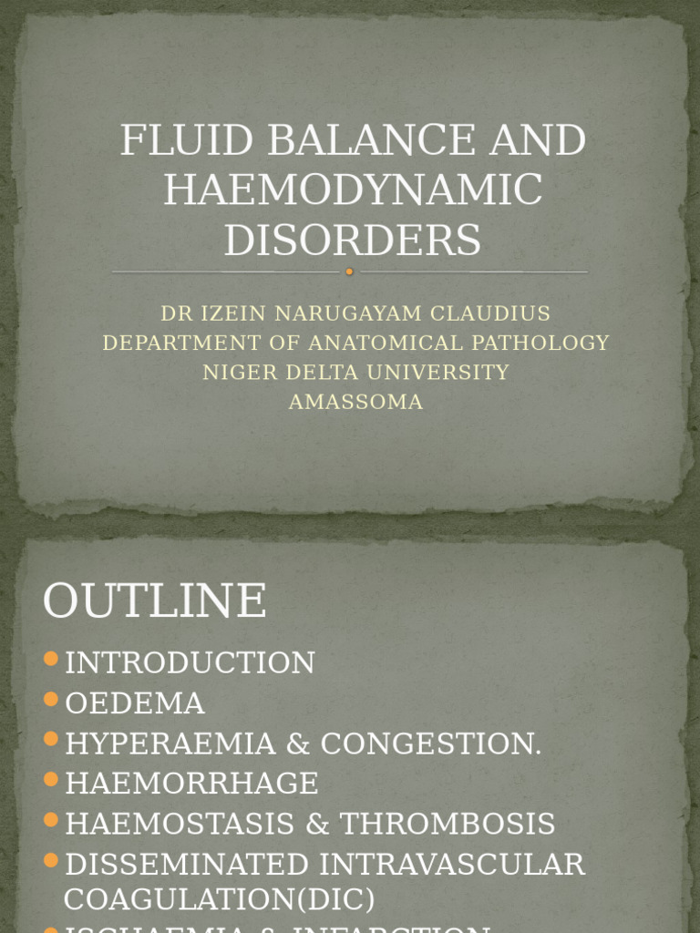 Fluid Balance and Haemodynamic Disorders | PDF | Thrombus | Edema
