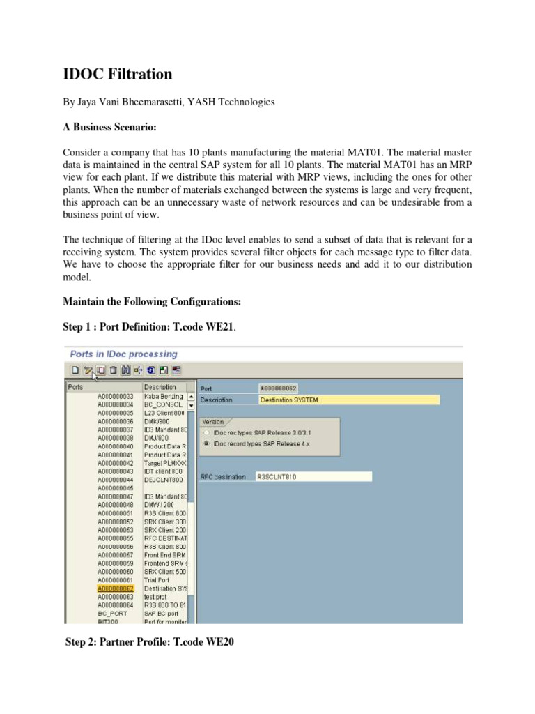 IDOC Filtration | PDF | Object (Computer Science) | Filtration