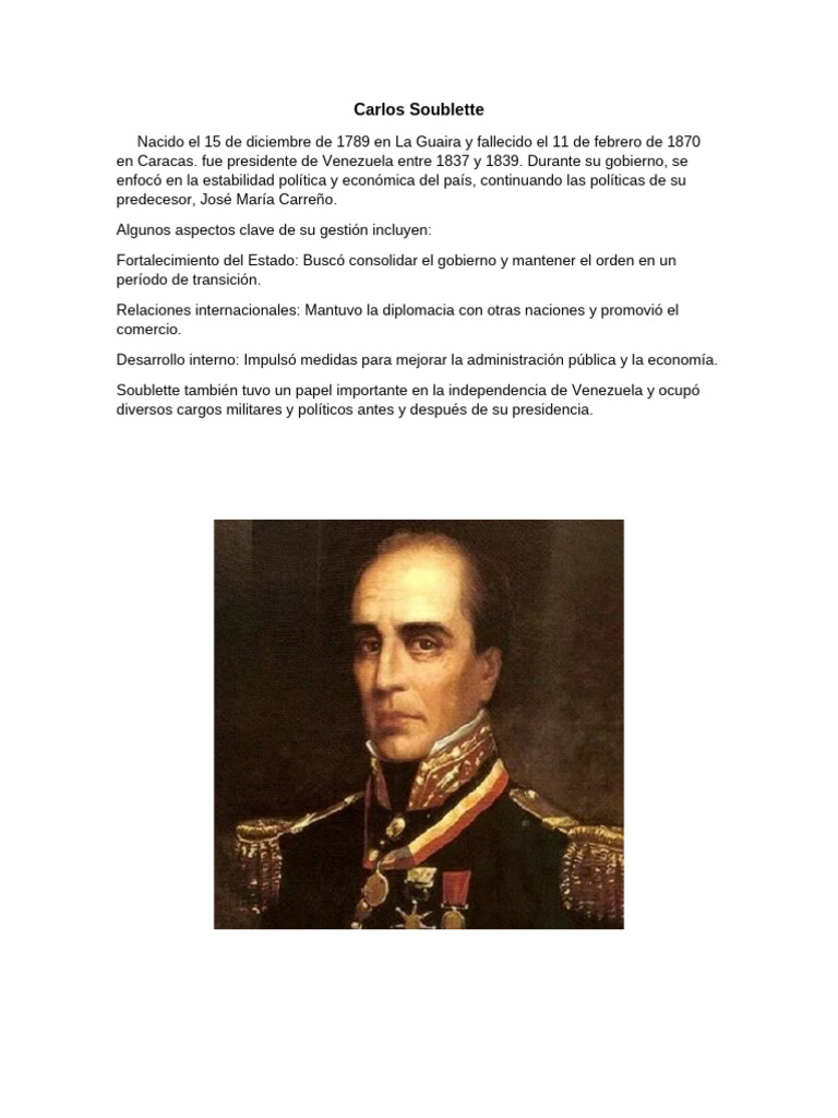 Carlos Soublette: Presidencia y Legado | PDF