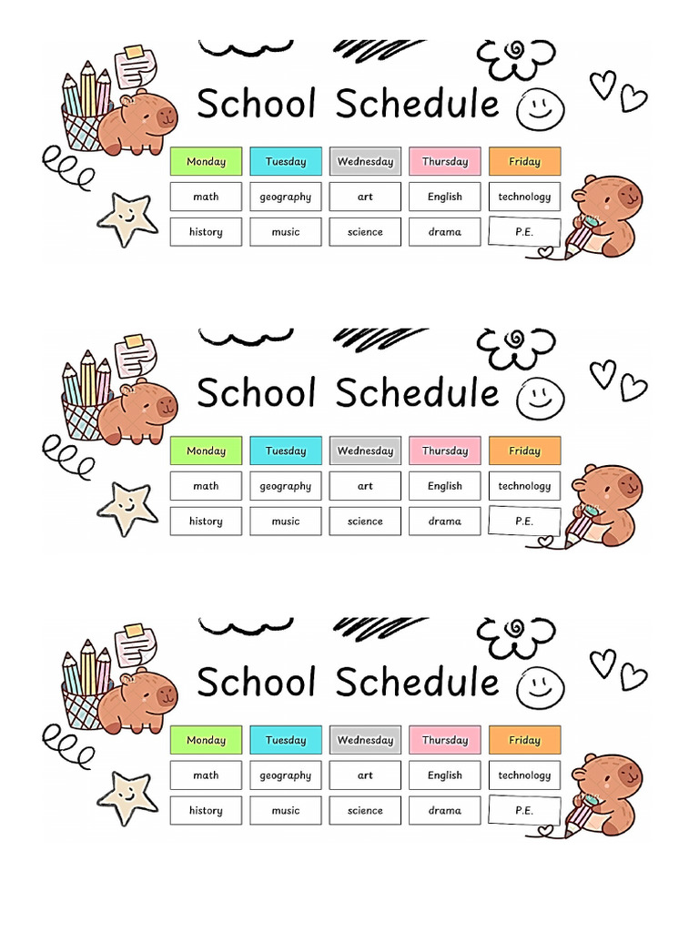 School Shedule Worksheet | PDF