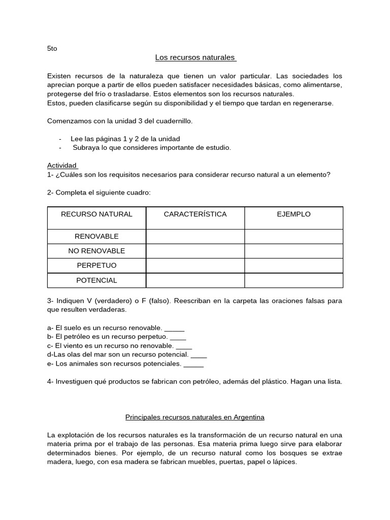 Recursos Naturales: Clasificación y Uso | PDF | Los bosques | Entorno ...