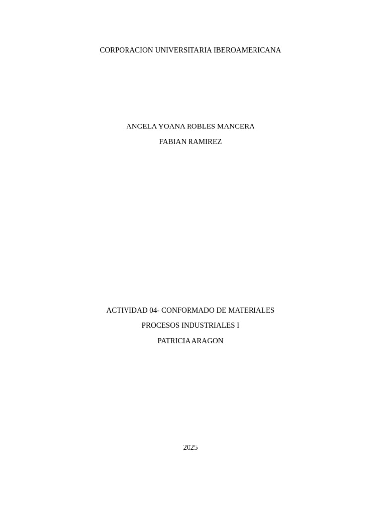 Conformado de Materiales Act 4 | PDF