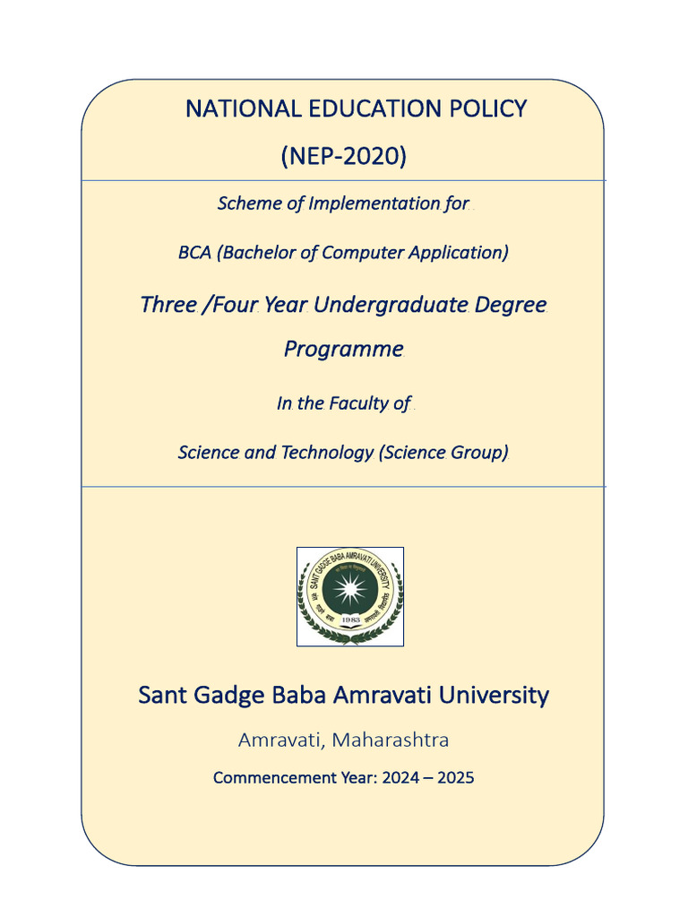 BCA Scheme of Implementation - NEP - 2020 | PDF | Academic Degree ...