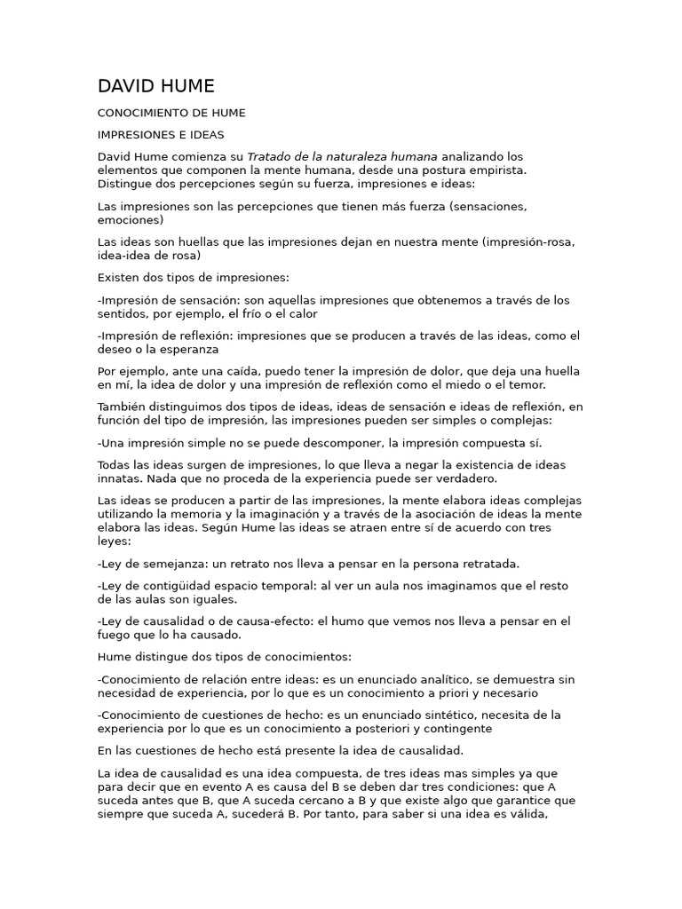 Impresiones e Ideas en David Hume | PDF | Causalidad | David Hume