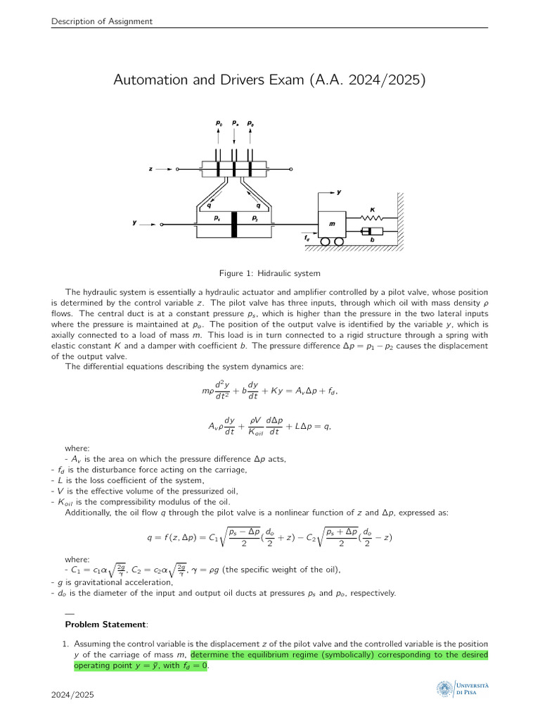 Description of The Assignment | PDF | Control Theory | Applied And Interdisciplinary Physics