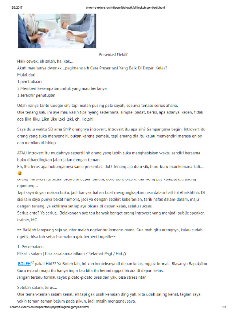 Pembukaan Presentasi | PDF