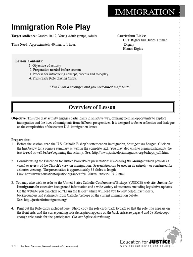 Immigration Role Play Activity Guide | PDF | Mexico–United States Border