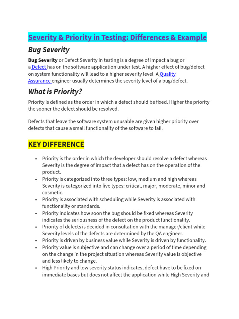 Severity and Priority Note | PDF | Software Bug | Software Testing