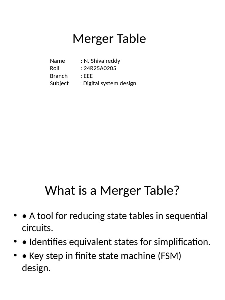 Merger Table With Example | PDF