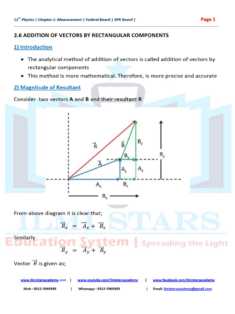 2.6 Addition of Vectors by Rectangular Components - Final | PDF