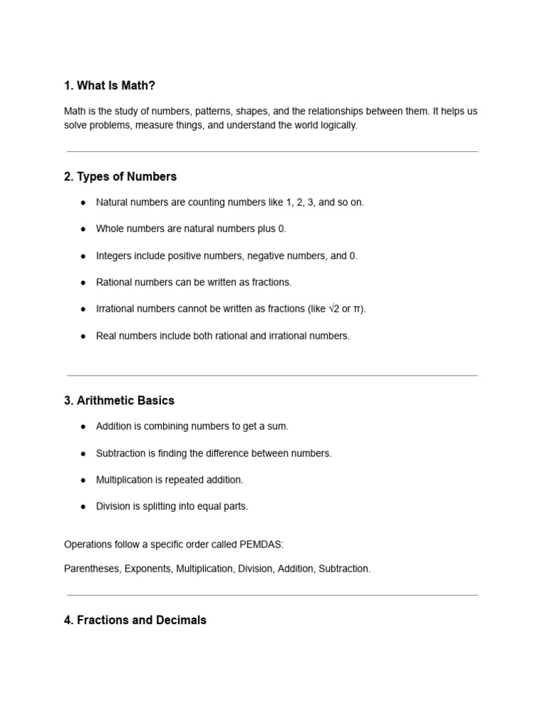 Easy Math Basics Guide PDF | PDF | Numbers | Multiplication