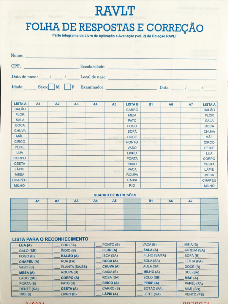 Protocolo Ravlt | PDF