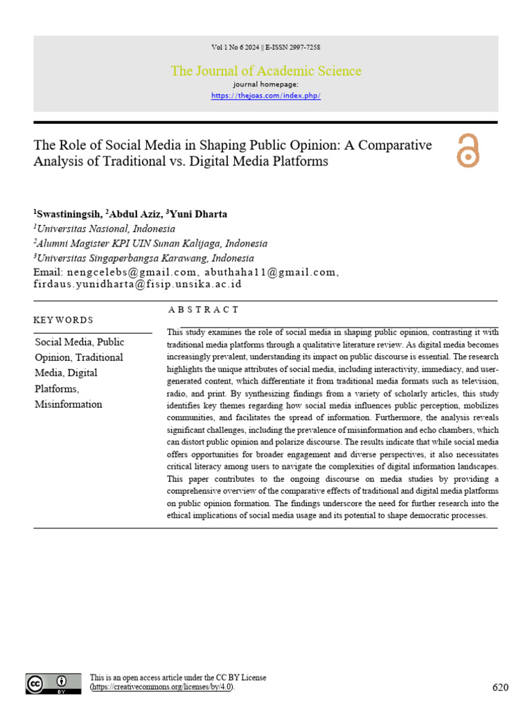 The Role of Social Media in Shaping Public Opinion | PDF | Social Media ...