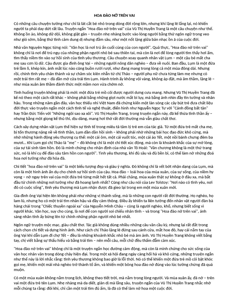 Hoa Đào N Trên Vai | PDF