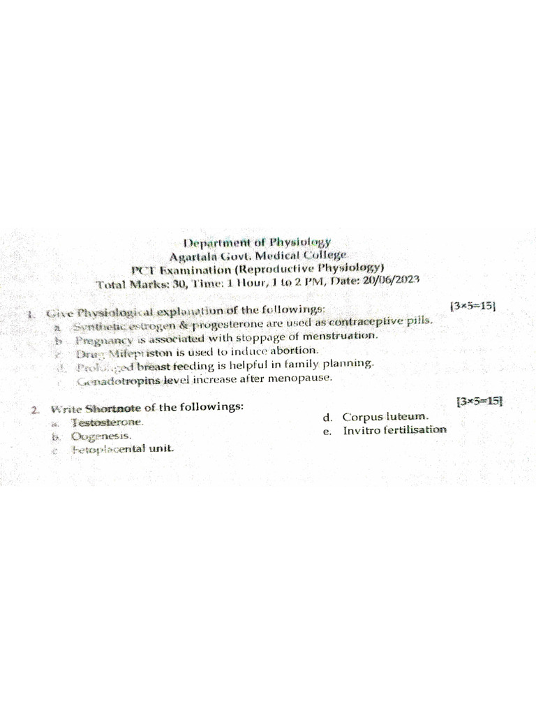 Physiology PCT 1 | PDF