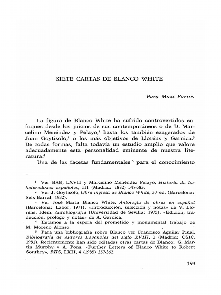 Siete Cartas de Blanco White 979822 | PDF