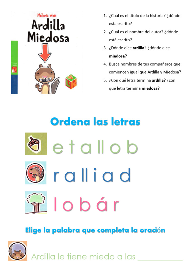 Actividades Con Cuentos (Ardilla Miedosa) | PDF