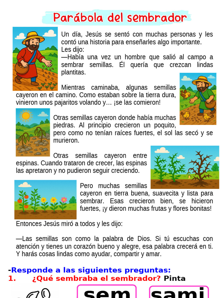 Parábola del Sembrador para Niños | PDF | Evangelios canónicos