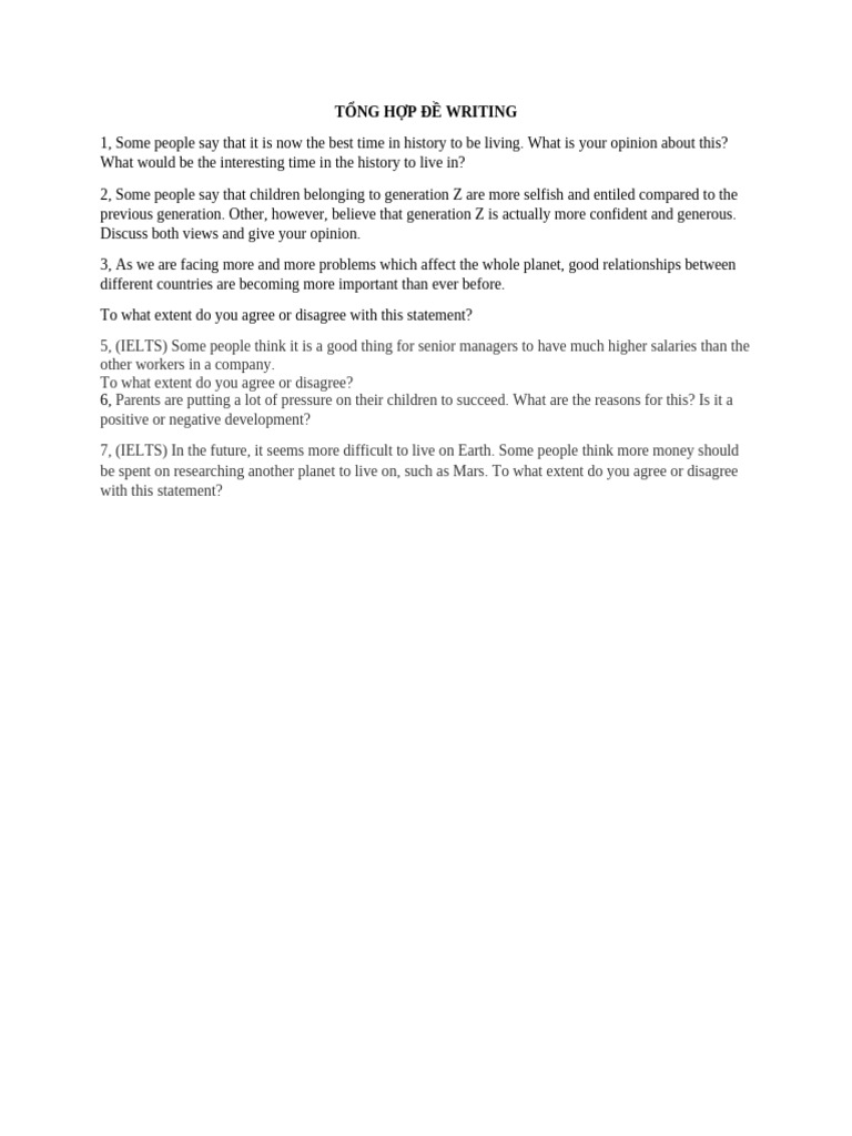 Tổng Hợp Đề Writing Clb | PDF