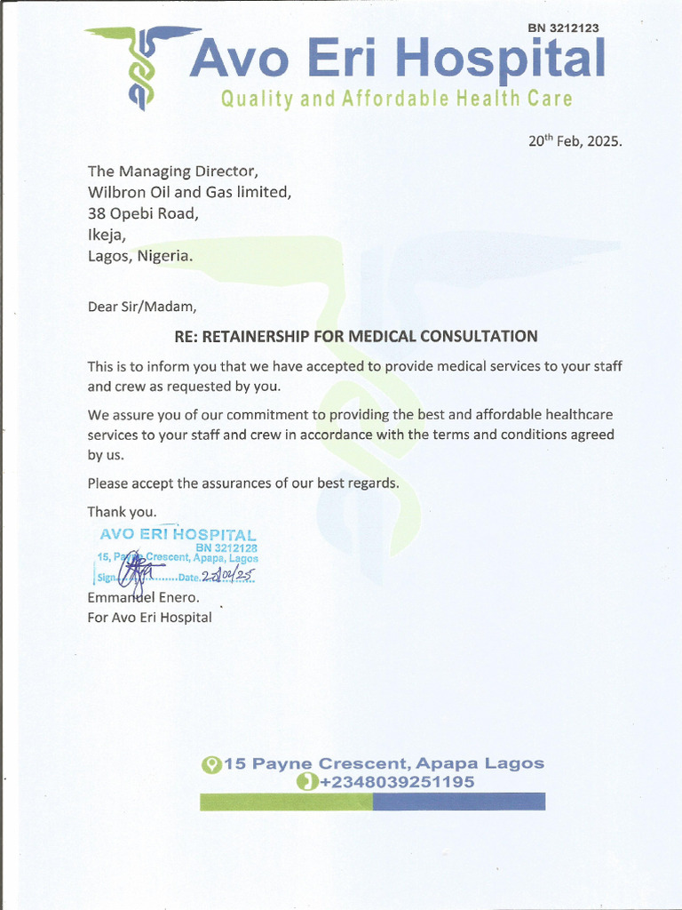 Retainership for Medical Consultation | PDF