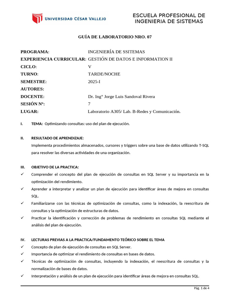 Guia de Laboratorio 07 | PDF | SQL | Servidor SQL de Microsoft