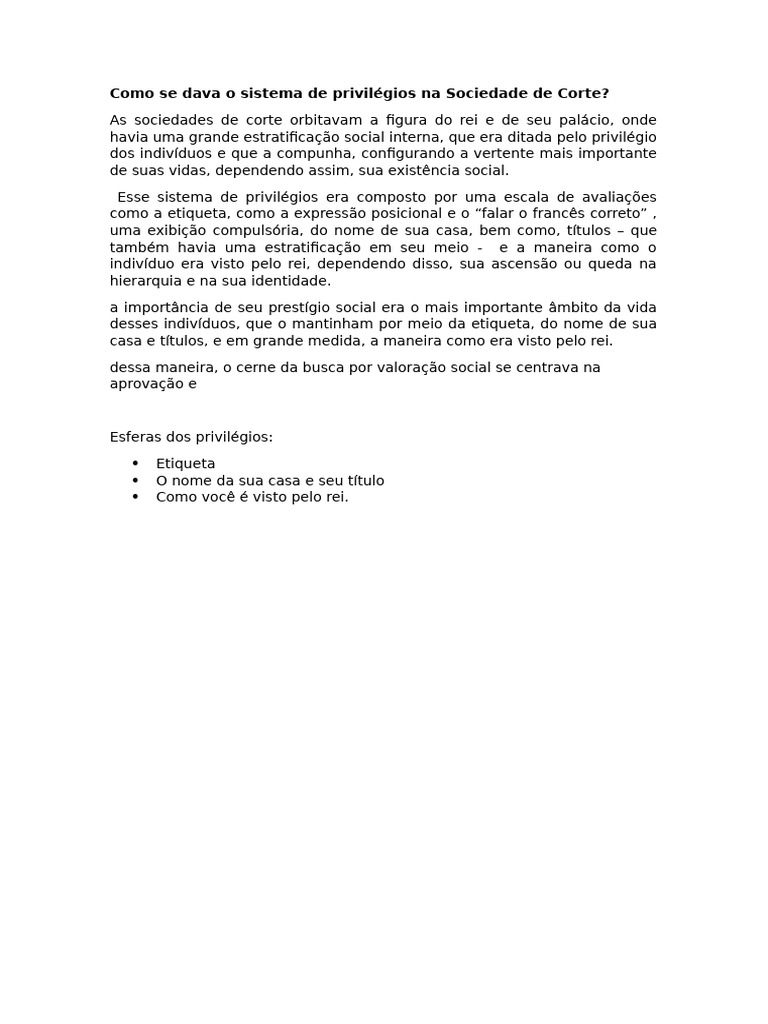 Sistema de Privilégios na Corte | PDF