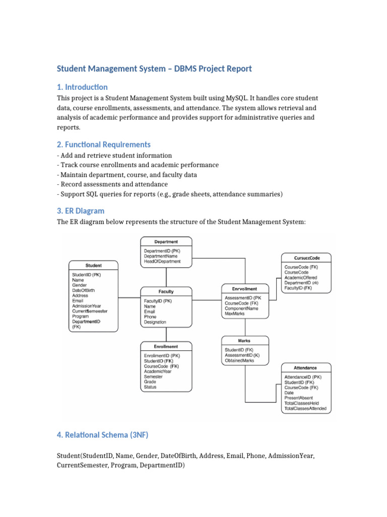 Student Management Project Report | PDF