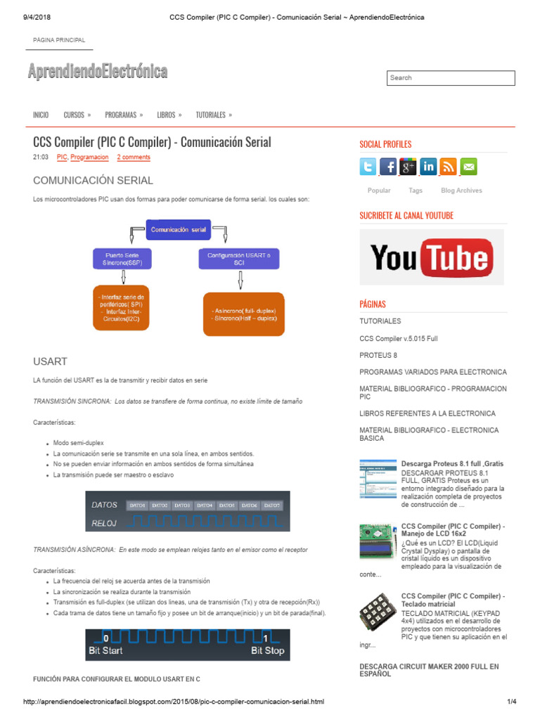 CCS Compiler (PIC C Compiler) - Comunicación Serial - AprendiendoElectrónica | PDF | Conversor ...