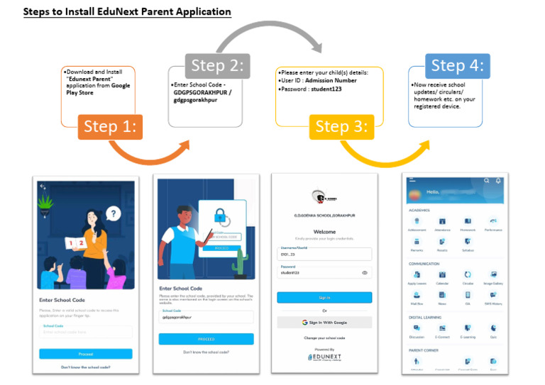 Steps To Install EduNext Parent Application | PDF