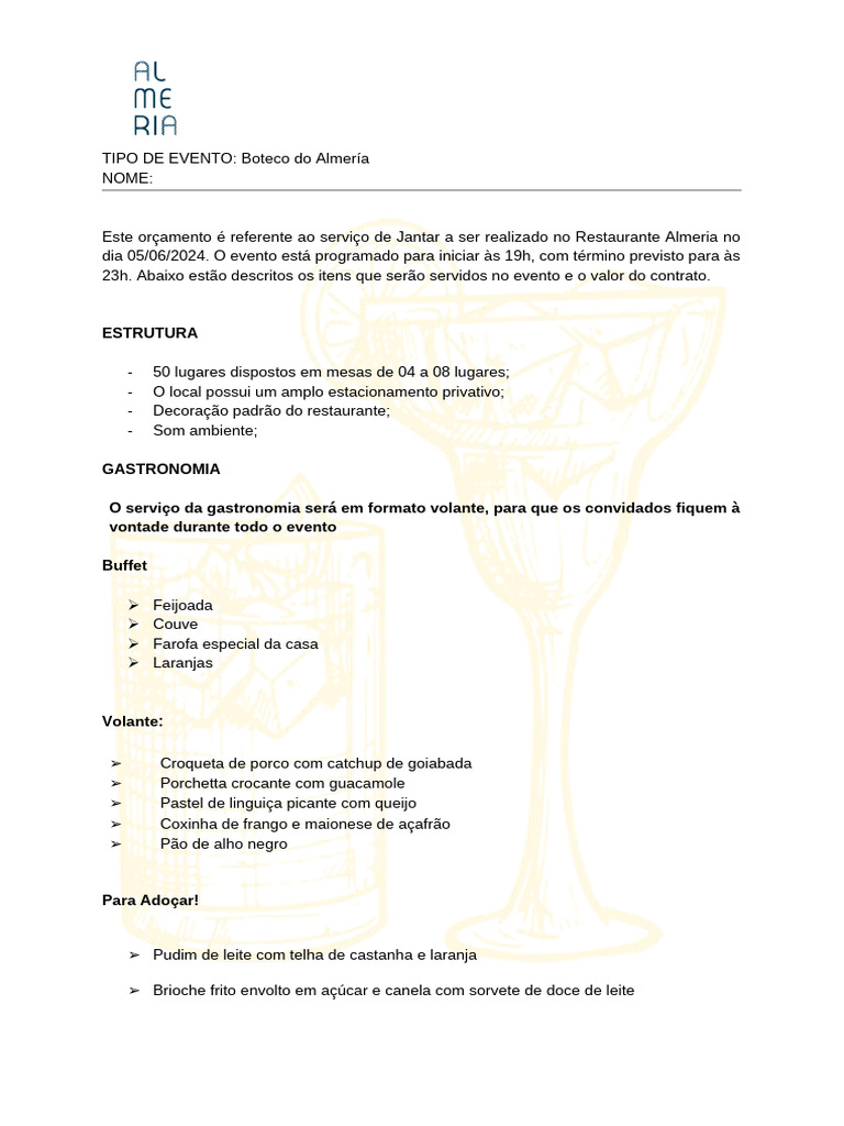 Menu Feijoada | PDF | Alimentos | Culinária